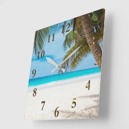 Beautiful Tropical Caribbean Beach Wall Clock | Zazzle