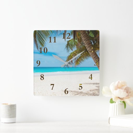 Beautiful Tropical Caribbean Beach Wall Clock | Zazzle