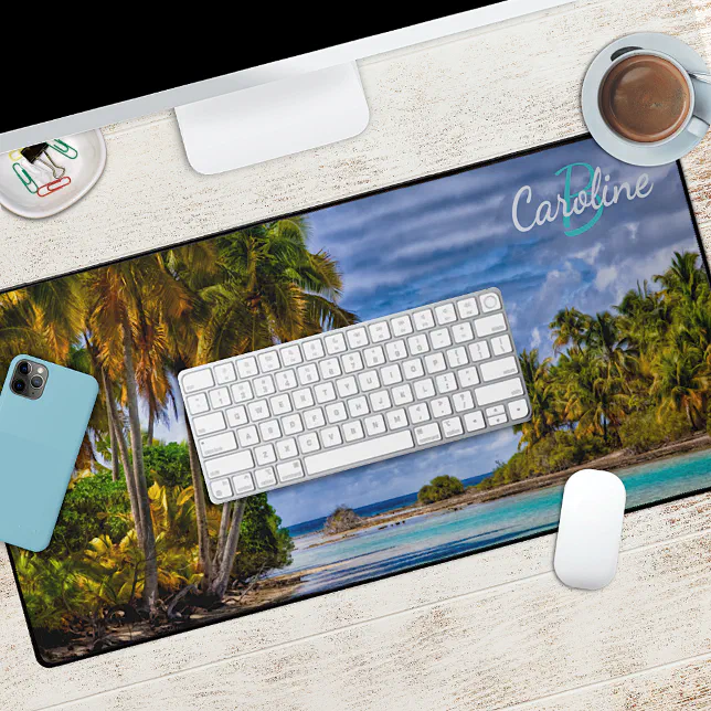 Beautiful Tropical Island Beach Ocean Seascape Desk Mat | Zazzle