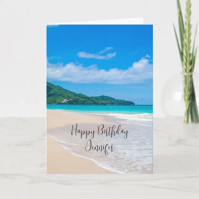Beautiful Tropical Ocean Scenic Beach Birthday Card | Zazzle