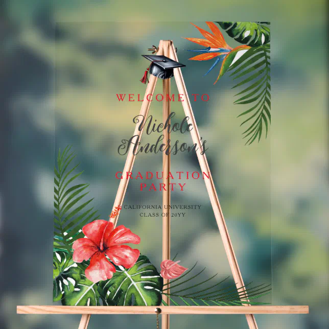 Beautiful Tropical Themed Graduation Welcome Sign | Zazzle