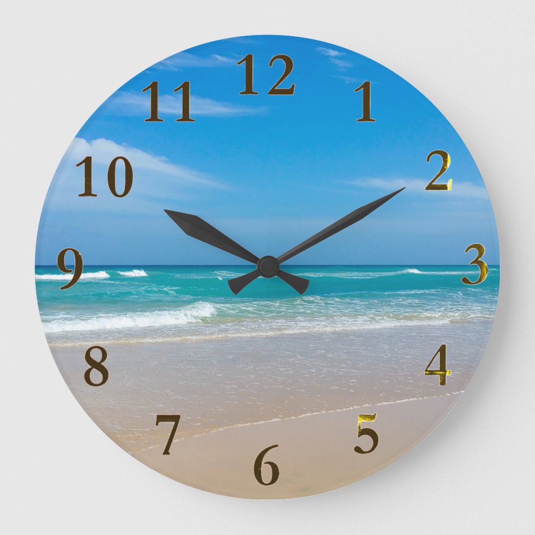 Beautiful Tropical Turquoise Beach Circular Large Clock | Zazzle