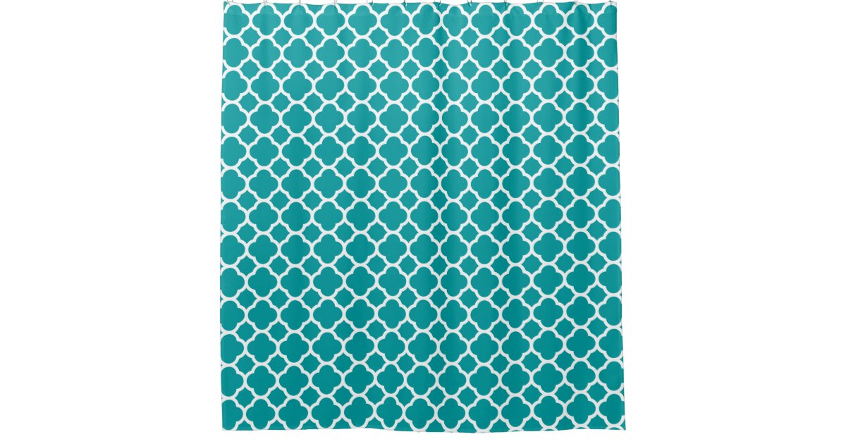 Beautiful Turquoise and White Quatrefoil Pattern Shower Curtain | Zazzle