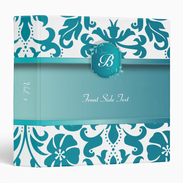 Beautiful Turquoise Damask | Personalize Binder | Zazzle