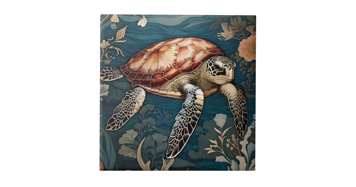 Beautiful Underwater Sea Turtle Ceramic Tile | Zazzle
