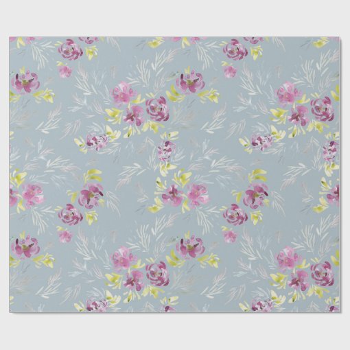 Beautiful vibrant purple watercolor flower Pattern Wrapping Paper | Zazzle