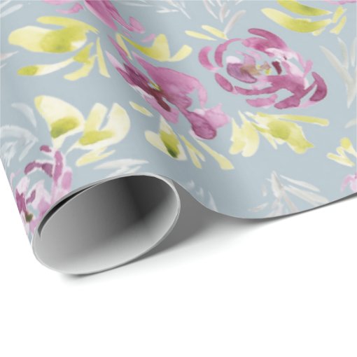 Beautiful vibrant purple watercolor flower Pattern Wrapping Paper | Zazzle