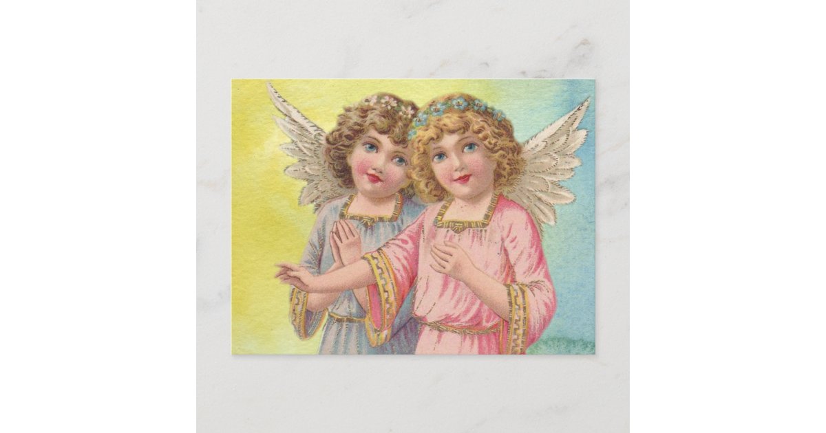 Beautiful Victorian Era Angels with Wings Postcard | Zazzle