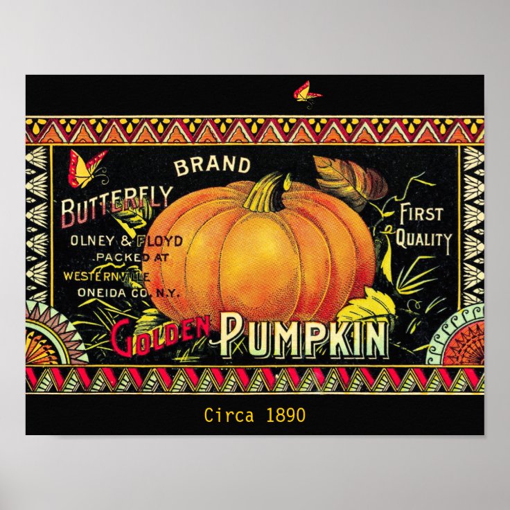 Beautiful Vintage 1890 Butterfly Pumpkin Ad copy Poster | Zazzle
