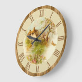 Beautiful Vintage Country Cottage Scene Wood Large Clock | Zazzle