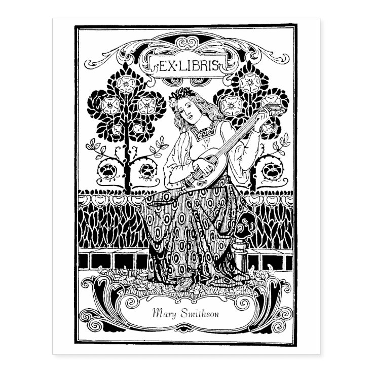 Beautiful Vintage Ex Libris Custom Name Rubber Stamp | Zazzle