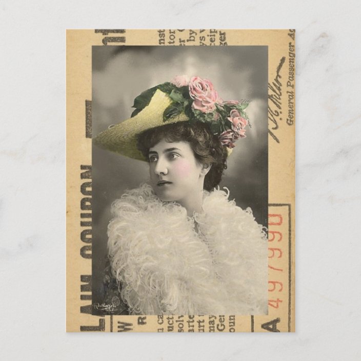Beautiful Vintage Lady Postcard | Zazzle.com