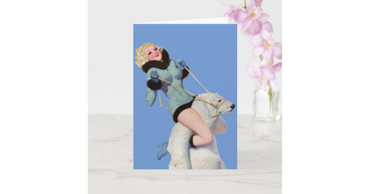 Beautiful Vintage Pin Up Girl Greeting Card Zazzle
