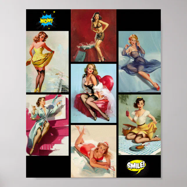Beautiful Vintage Retro Pin Up Girl Poster | Zazzle