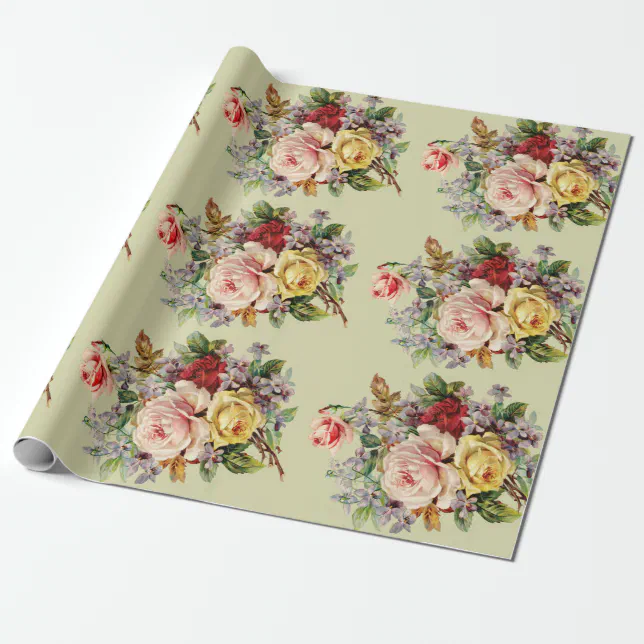 Beautiful Vintage Roses, Custom Wrapping Paper | Zazzle