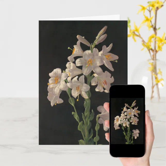 Beautiful Vintage White Easter Lilies Card | Zazzle