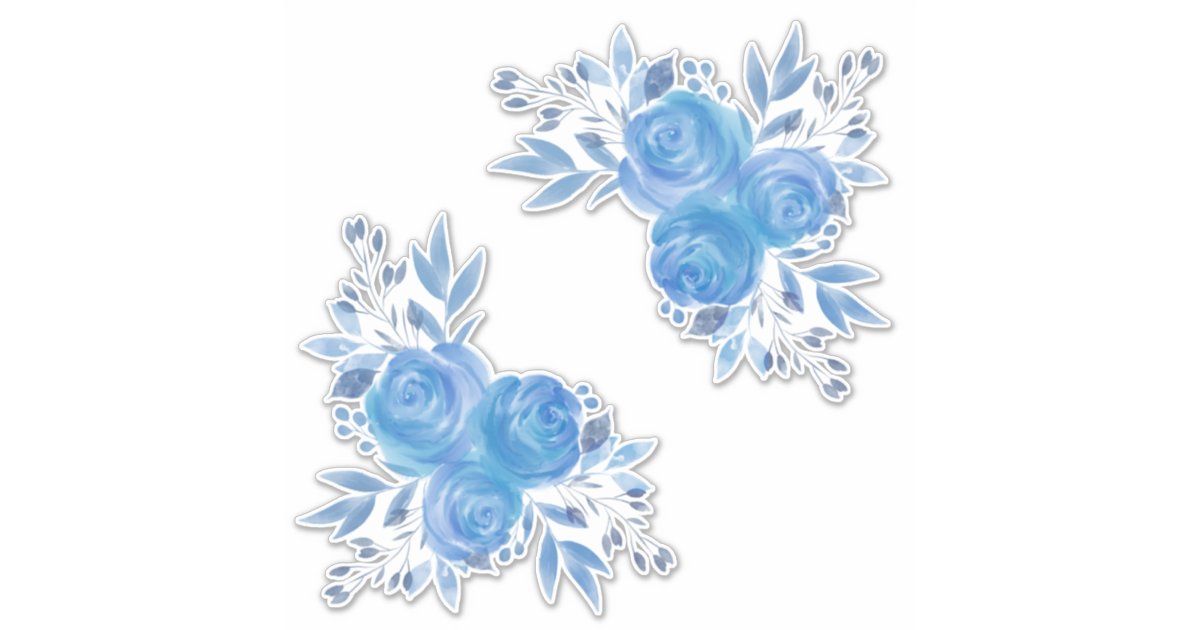 Beautiful Watercolor Blue Roses Sticker | Zazzle