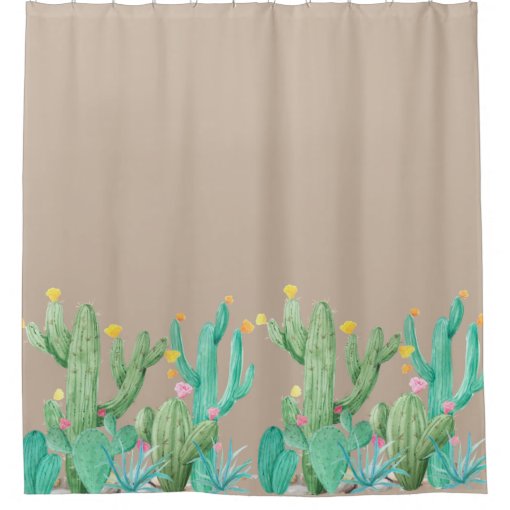 Beautiful Watercolor Cactus Southwest Desert Cacti Shower Curtain Zazzle