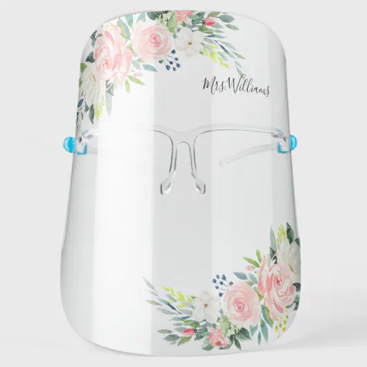 Beautiful Watercolor Florwers Personalized Face Shield | Zazzle
