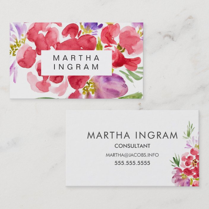 Beautiful watercolor flower design business card | Zazzle.com