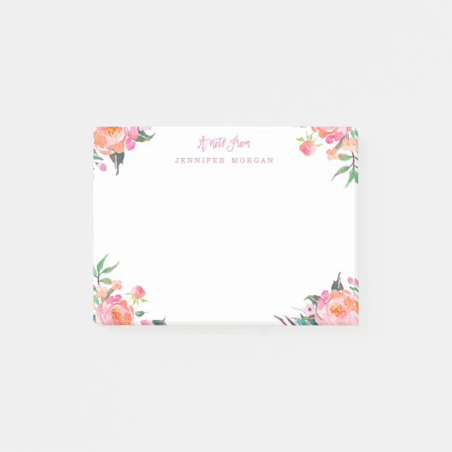 Beautiful Watercolor Purple Pink Flowers Post-it Notes | Zazzle