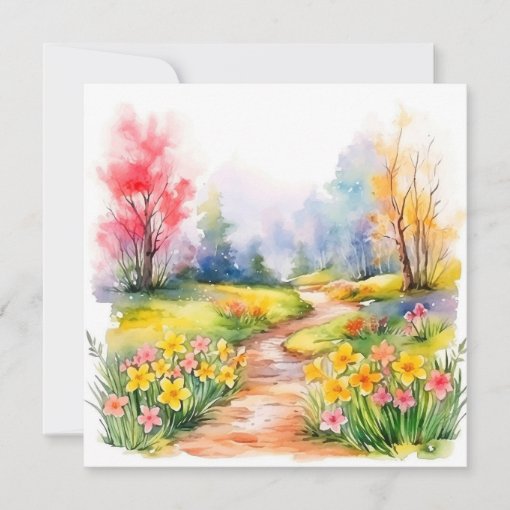 Beautiful Watercolor Spring Flowers Note Card | Zazzle