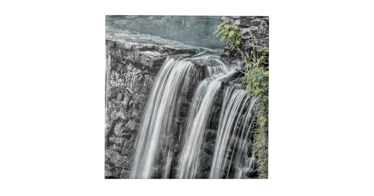 Beautiful waterfall scenery tile | Zazzle