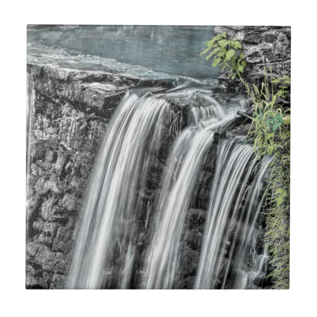 Beautiful waterfall scenery tile | Zazzle