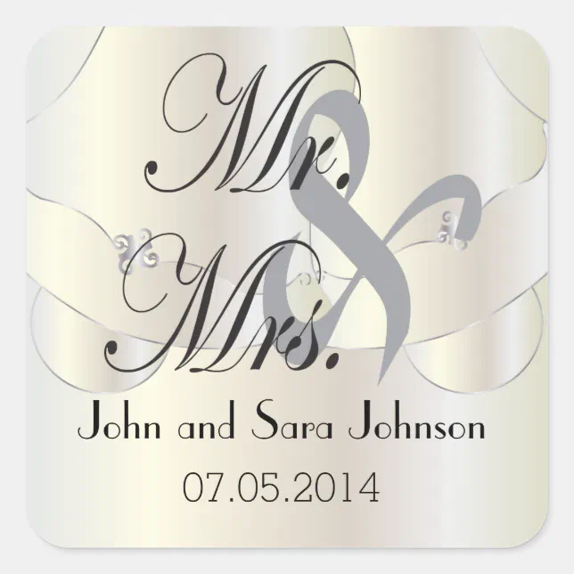 Beautiful Wedding Bells | Personalized Square Sticker | Zazzle