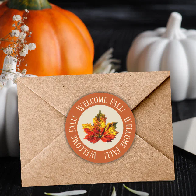 Beautiful Welcome Fall Round Sticker | Zazzle