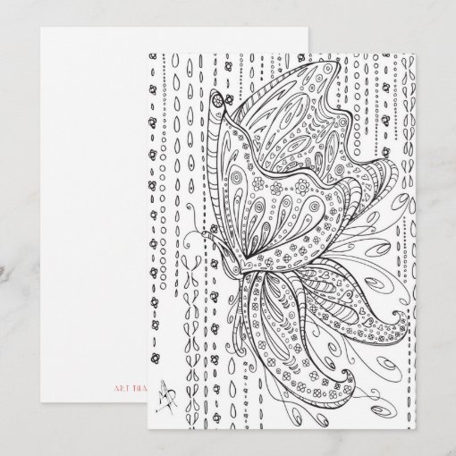 Beautiful Whimsical Butterfly Coloring Card | Zazzle