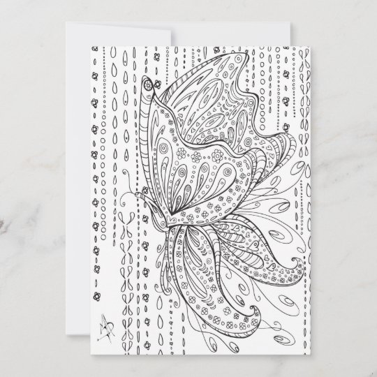 Beautiful Whimsical Butterfly Coloring Card | Zazzle.com