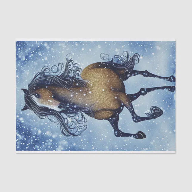 Beautiful Whimsical Horse in the Snow Winter Tissue Paper | Zazzle