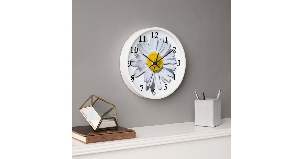 Beautiful White Daisy Wall Clock! Clock | Zazzle