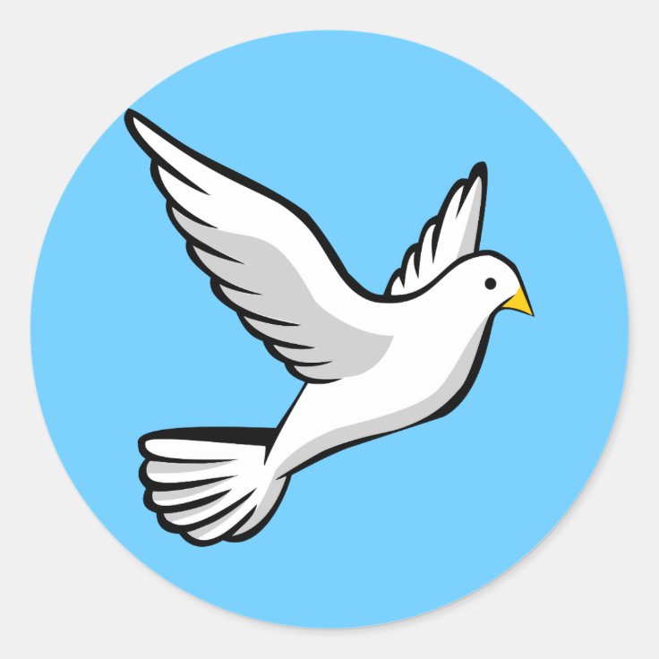 Beautiful white dove animation illustration classic round sticker | Zazzle