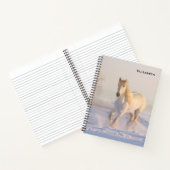 Beautiful White Horse Galloping in the Snow Notebook | Zazzle