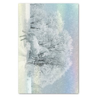 Beautiful White Horse in Snow Tissue Paper | Zazzle