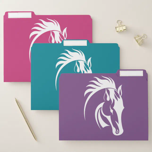Beautiful White Horses Design File Folders Set | Zazzle