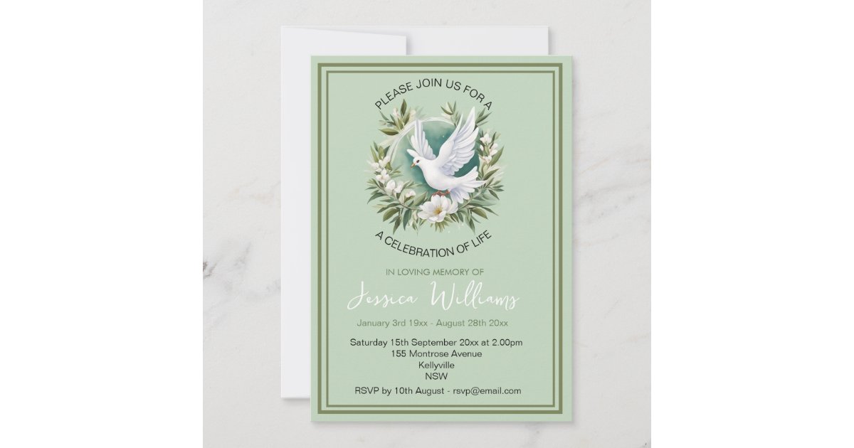 Beautiful White Peace Dove Invitation | Zazzle