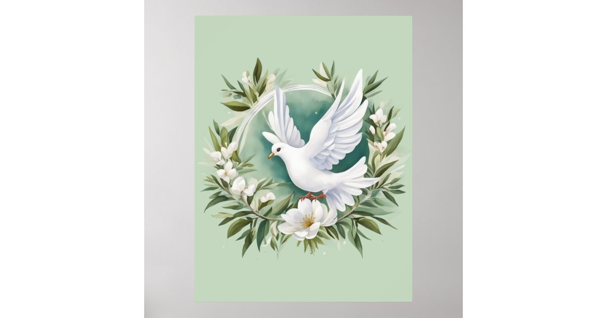 Beautiful White Peace Dove Poster | Zazzle
