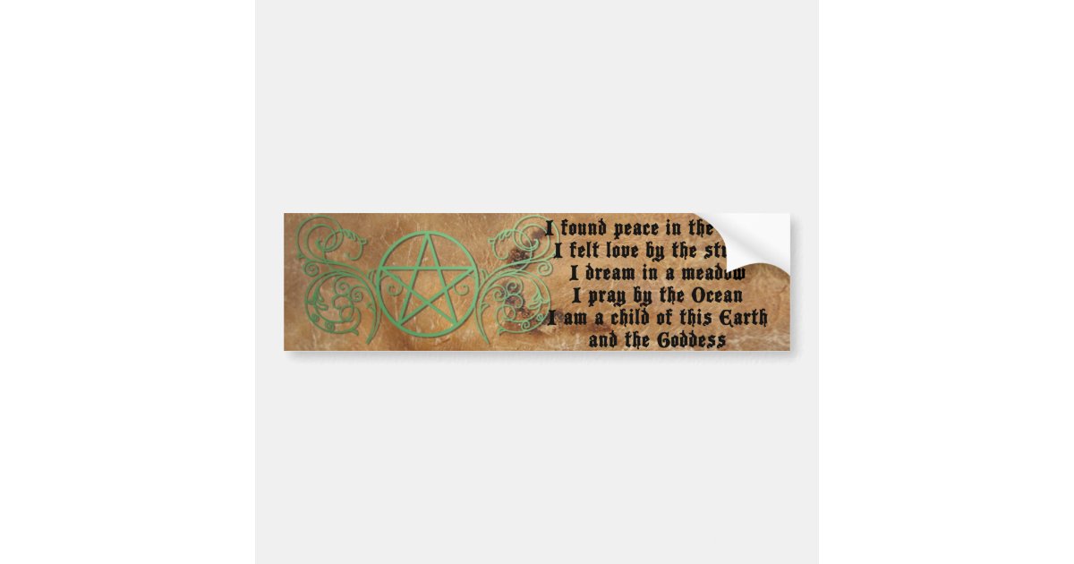 Beautiful Wiccan Poem Bumper Sticker | Zazzle