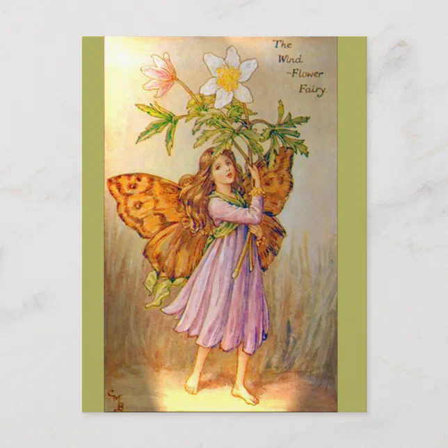 Beautiful Wind Flower Fairy Postcard | Zazzle