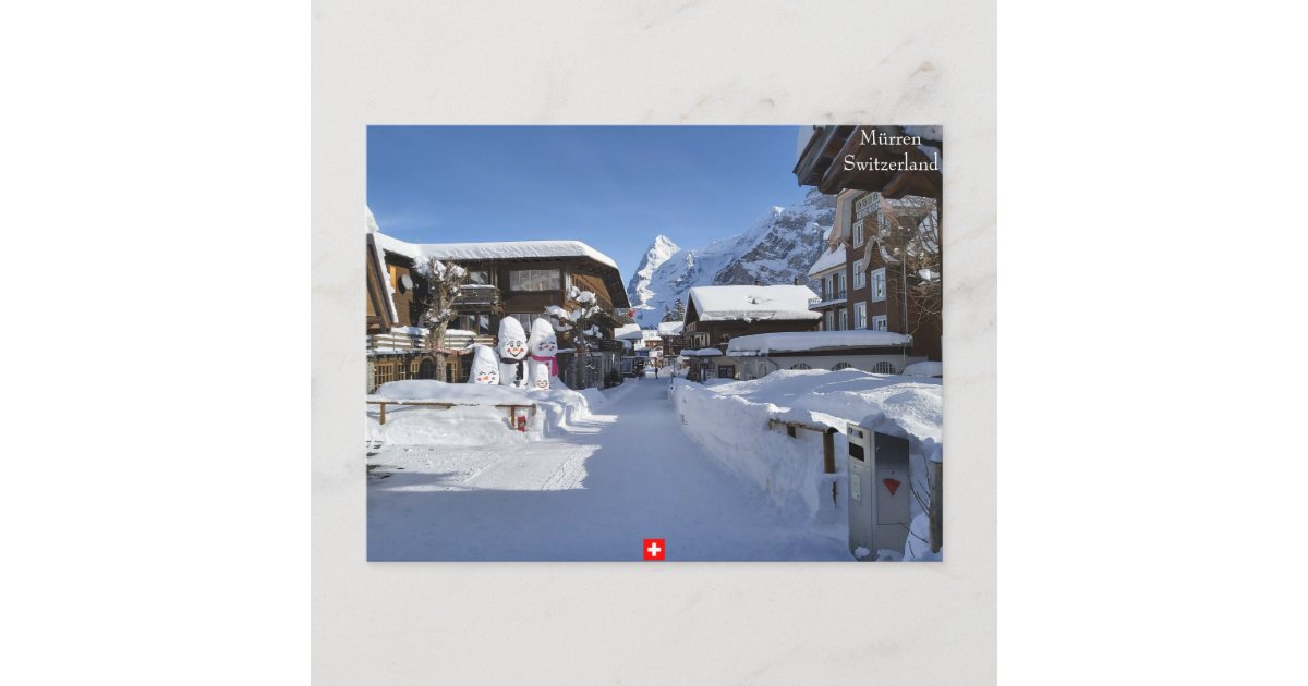 Beautiful Winter Swiss Alps Scene Postcard | Zazzle