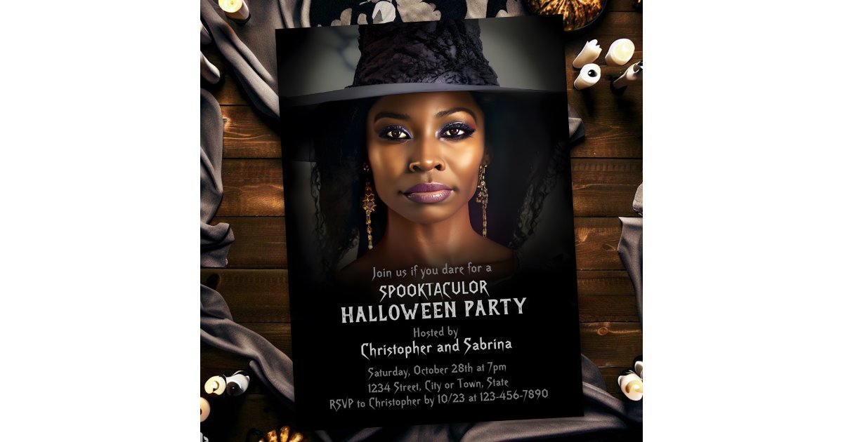 Beautiful Witch Halloween Party Invitation | Zazzle
