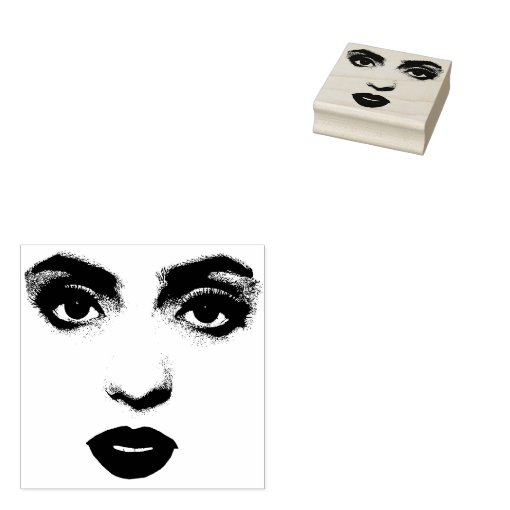 Beautiful Woman Eyes Lips Makeup face Original Art Rubber Stamp | Zazzle
