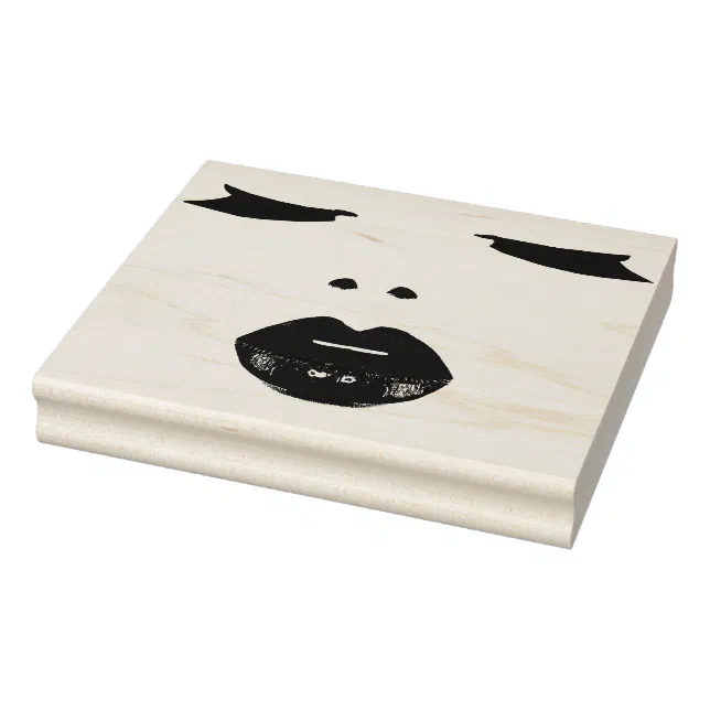 Beautiful Woman Face Eyes lips Original art Rubber Stamp | Zazzle