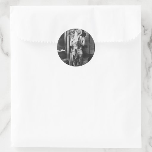 Beautiful Woman Flapper Dress 1920s Classic Round Sticker | Zazzle