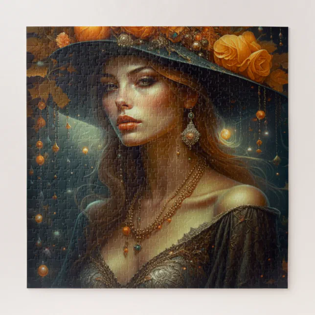 Beautiful Woman in Hat Ethereal Ai Art Jigsaw Puzzle | Zazzle