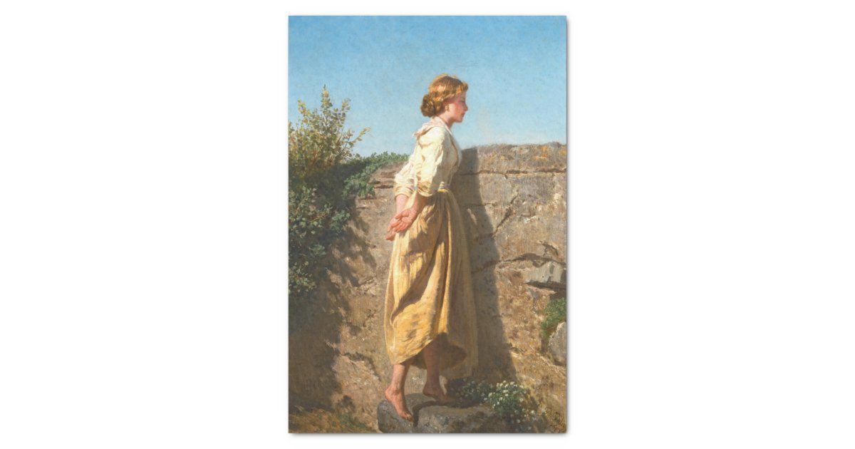 Beautiful Woman Looking Over the Wall (Vintage) Tissue Paper | Zazzle