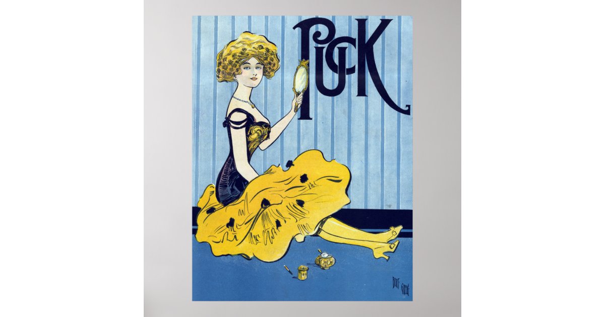 Beautiful Woman Puck Vintage Poster | Zazzle